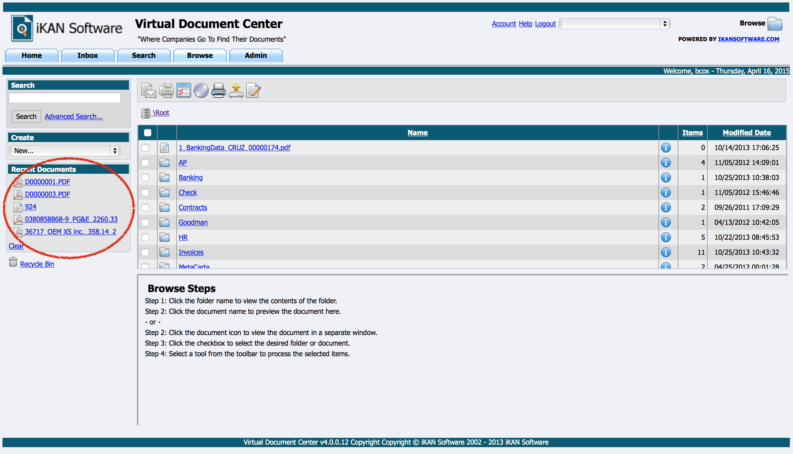 How Do I View My Recent Documents IKAN Software Help Center